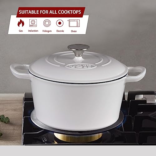 AILIBOO Enameled Cast Iron Dutch Oven - 4 Qt Dutch Oven Pot with Lid, Long-Lasting Enamel Dutch Oven for Bread Baking, Non-Stick Bread Dutch Oven, Enamel Cast Iron Cookware - White Dutch Oven 4 Quart
