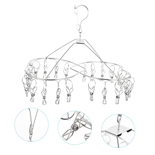CAXUSD 1pc Drying Rack Metal Clothes Hanger Foldable Laundry Rack Stainless Steel Clips Clothes Drying Hanger Sock Hangers with Clips Drying Clip Hanger Balcony Drying Rack Socks Clips