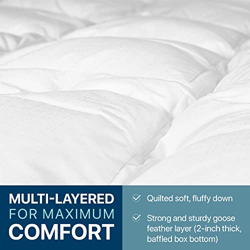 Allied Home Feather Bed Mattress Topper - 300 TC Cotton Shell White Down Hotel Mattress Topper, Quilted Soft Down Mattress Topper, Multi-Layered Soft Mattress Topper - Twin XL, 80β x 39β