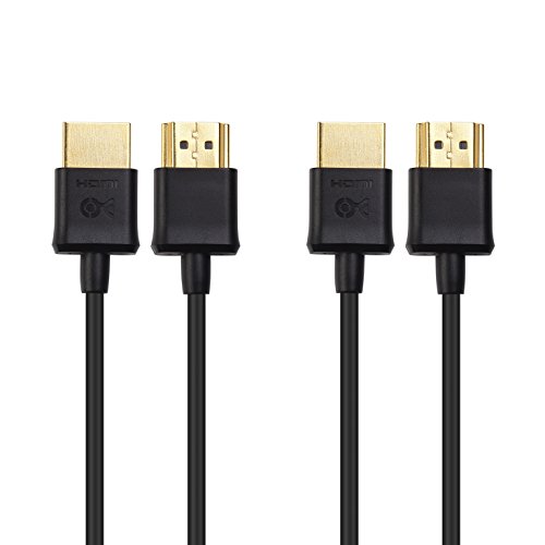 Cable Matters 2-Pack Ultra Thin HDMI Cable 3 ft (Ultra Slim HDMI Cable) 4K Rated with Ethernet