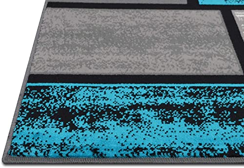 Champion Rugs Indoor Brick Geometric Fabric Blue Area Rug (7β 8β X 10β 8β)