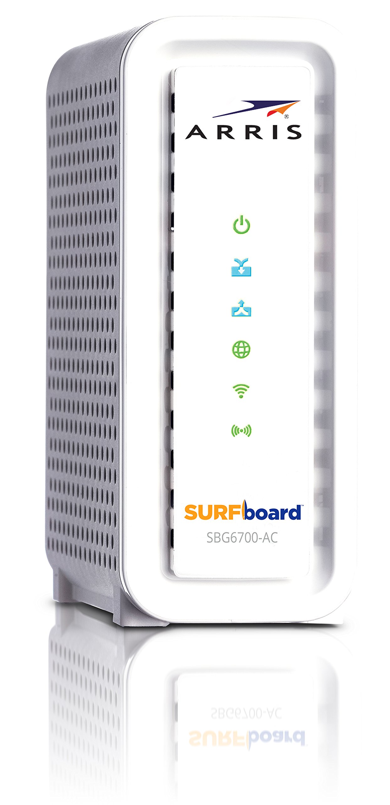 ARRIS Surfboard (8x4) Docsis 3.0 Cable Modem Plus AC1600 Dual Band Wi-Fi Router, Certified for Comcast Xfinity, Spectrum, Cox & More (SBG6700AC), White, Max Download Speed: 343 Mbps
