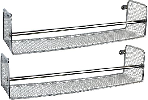 DecoBros 2 Pack Wall Mount Single Tier Mesh Spice Rack, Chrome