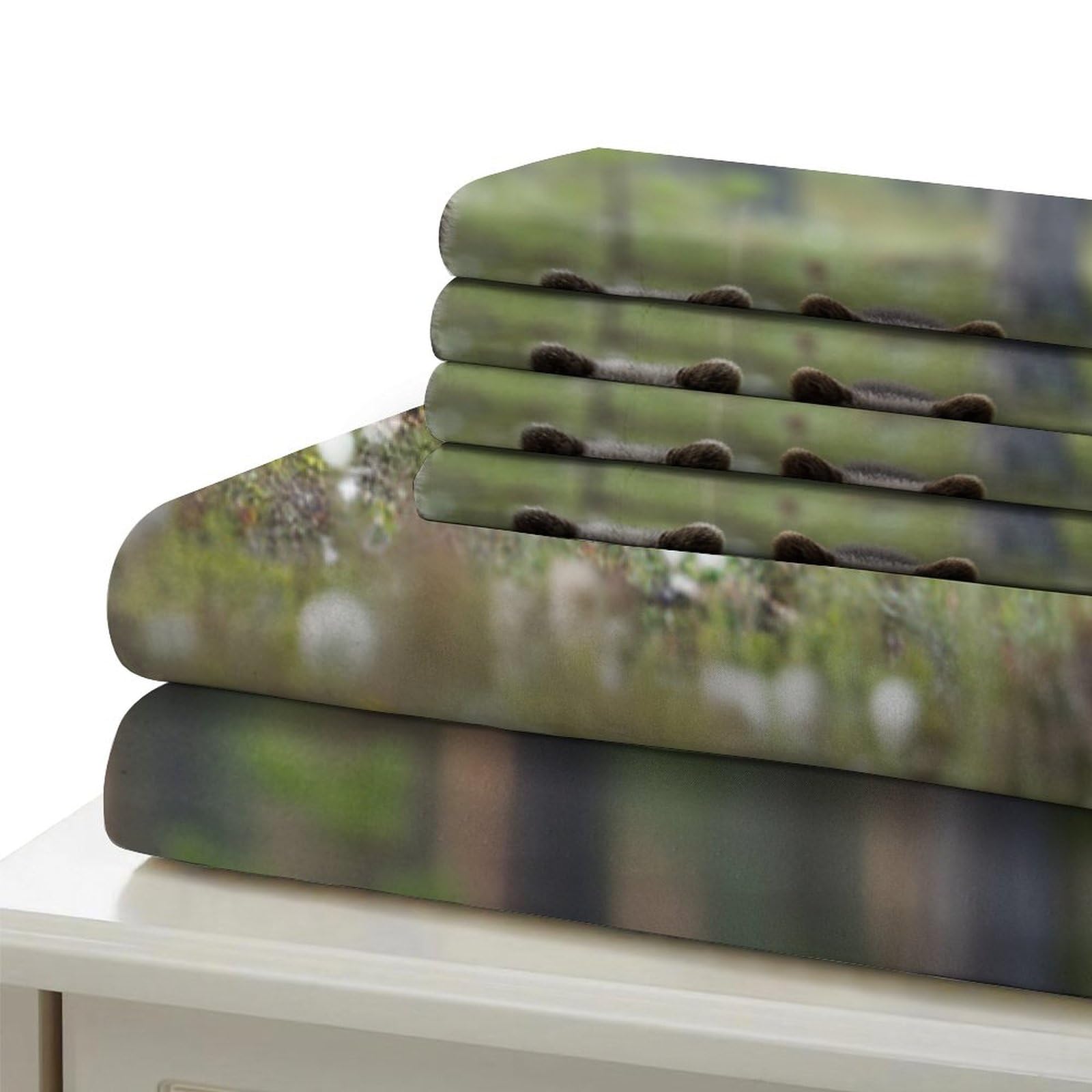 Brown Bear And Two Cubs Comforter Covers 3D Printed Walking in The Taiga Duvet Cover Quilt Cover for Boys Girls with Zipper Closure Soft Microfiber Bedding Set with Pillow Cases 3 Pieces Twin(173x218c