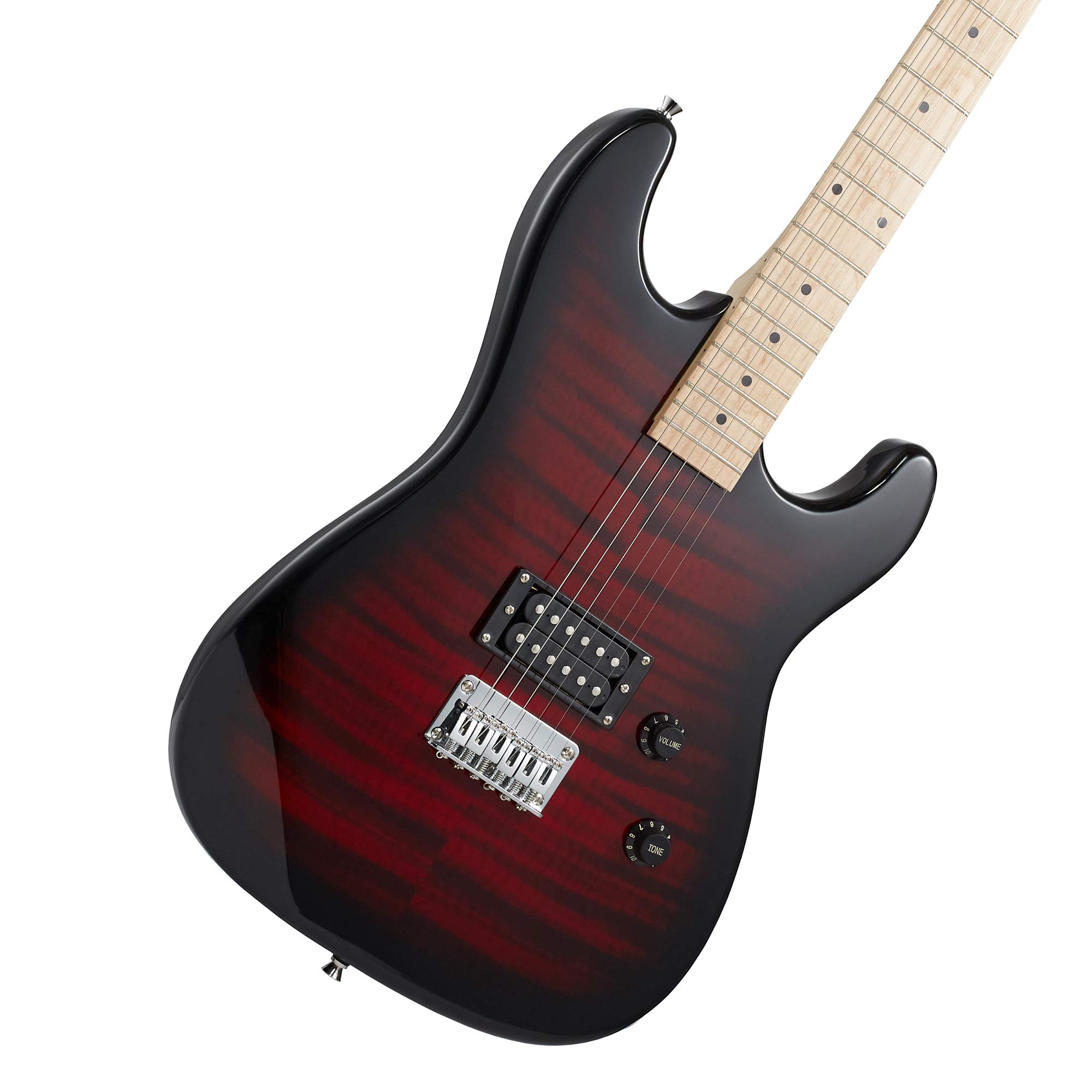 Ashthorpe 39-Inch Full-Size Electric Guitar with Humbucker Pickup (Red), Guitar Kit with Padded Gig Bag, Strap, Strings, Cable, Cloth, Picks