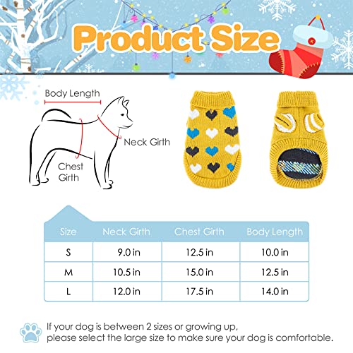 Cnarery Dog Sweater, Soft and Warm Dog Knitted Sweater with Leash Hole, Dog Winter Coat, Cold Weather Clothes for Small Medium Dogs Cat (Small, Yellow)