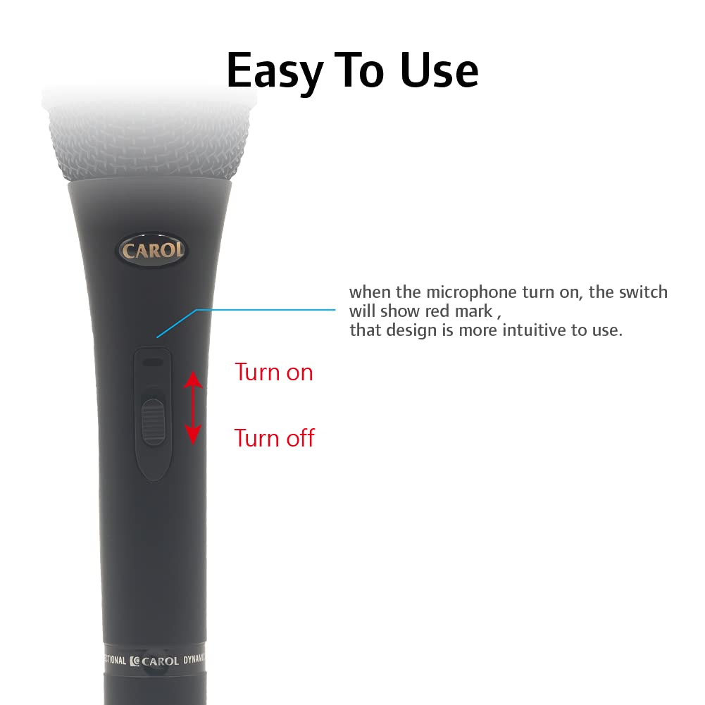 CAROL GS-57 Cardioid Dynamic Vocal Microphone w/ 14.8ft XLR to 1/4"(6.35mm) Cable, for Presentation & Home Studio, Stage, Shock Absorber Effects, Compatible with Amplifier