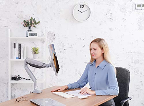 EleTab Single Monitor Arm Stand Full Motion Height Adjustable Monitor Desk Mount Fits for Computer Screen 13 to 34 inches, Hold up to 19.8 lbs
