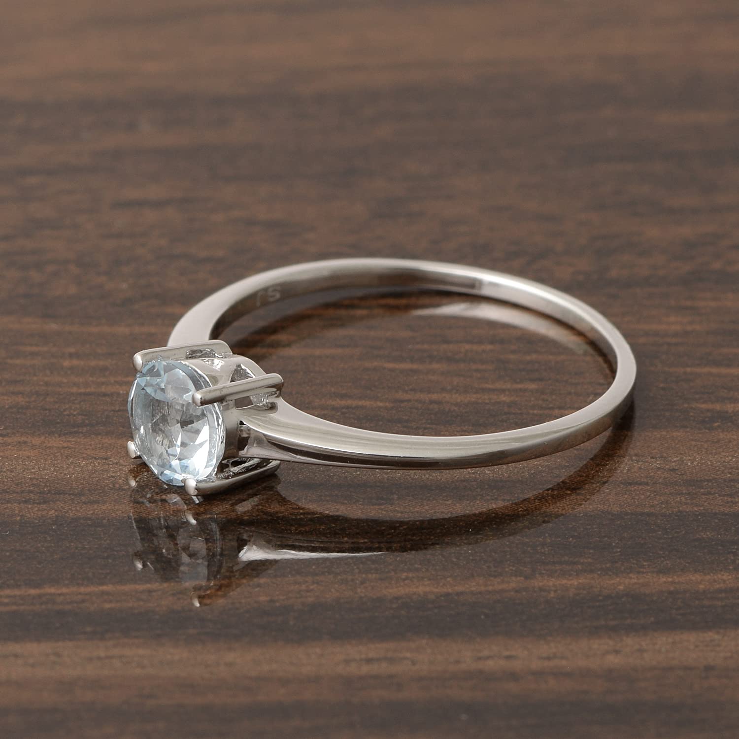 925 Sterling Silver Round 6 MM Blue Topaz Solitaire Women Ring (1.00 Ct, 6MM Round, Gemstone Birthstone) (Sterling Silver, 8)