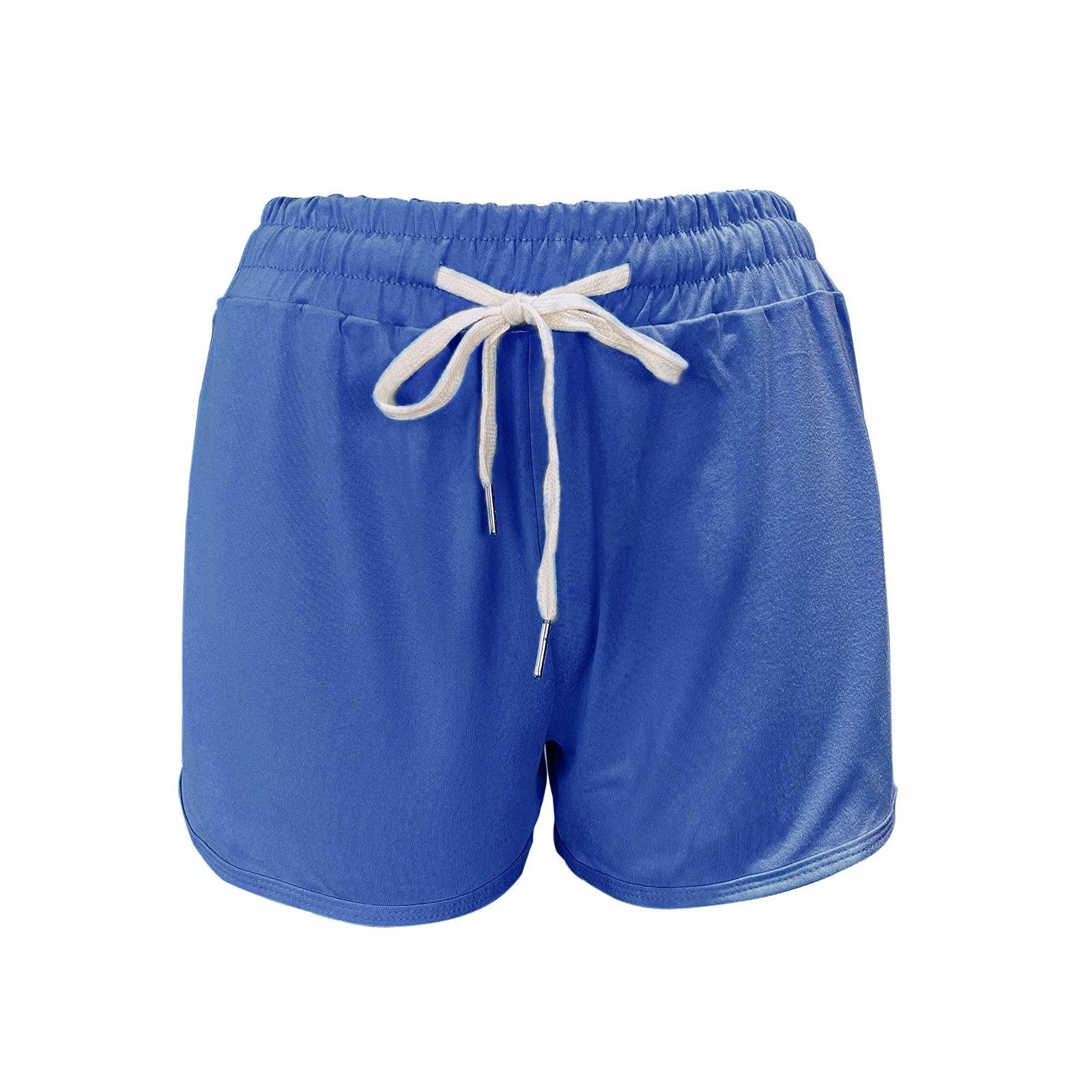 Bblulu Womens Mid Rise Yoga Shorts Comfy Drawstring Biker Shorts Comfy Lounge Active Workout Running Pants with Pockets