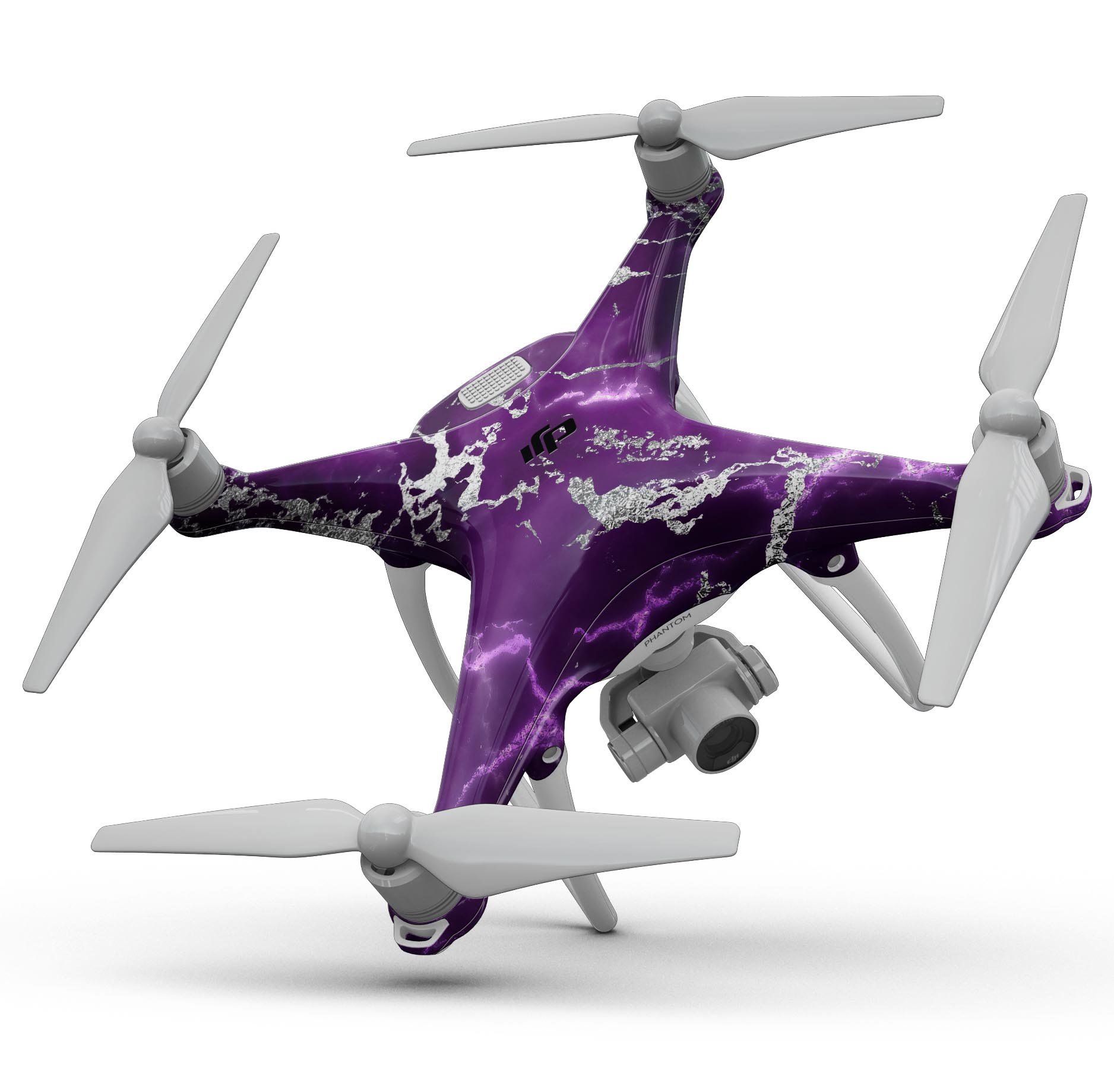 Design Skinz Design Skinz Purple Marble & Digital Silver Foil V2 Full-Body Wrap Decal Skin-Kit Compatible with The Drone DJI Phantom 3/Phantom 3 Pro