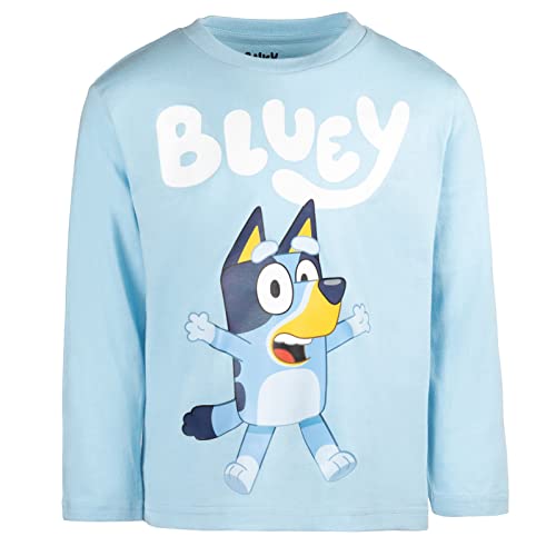 Bluey Bingo Little Boys Girls 3 Pack Long Sleeve Graphic T-Shirt Orange/Blue/Gray 7-8