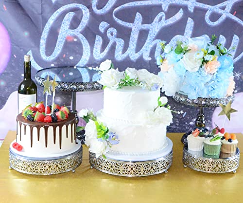 Cake Stand Set of 3 Metal Cupcake Stands Dessert Display Plate for Wedding Party Birthday,Silver