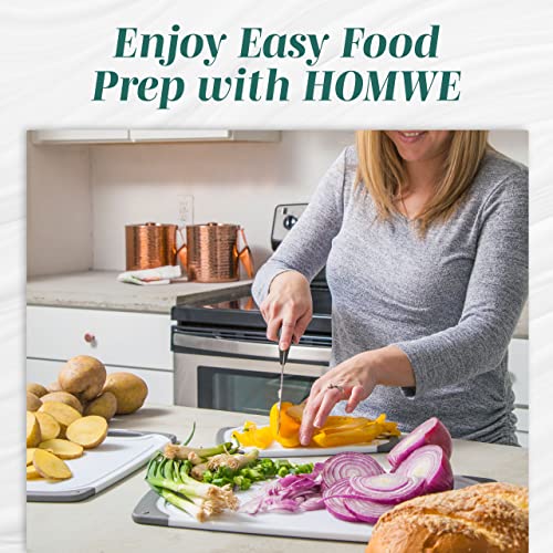 HOMWE Cutting Boards for Kitchen - Chopping Board 3-Pack w/Different Sizes and Non Slip Handles - Reversible, Large Cutting Board Set - Unique Gifts for Cooks Who Have Everything - Black