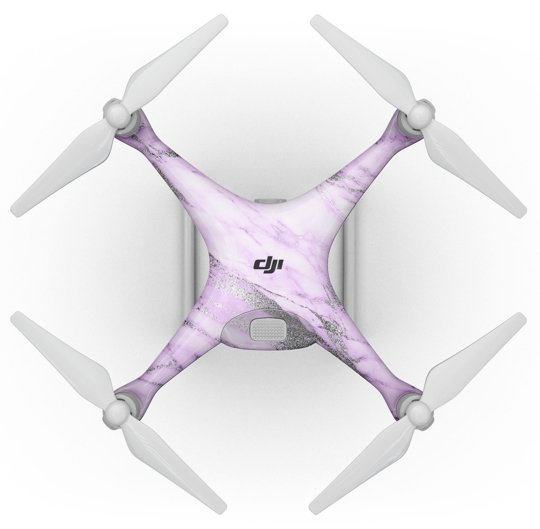 Design Skinz Design Skinz Purple Marble & Digital Silver Foil V10 Full-Body Wrap Decal Skin-Kit Compatible with The Drone DJI Phantom 2