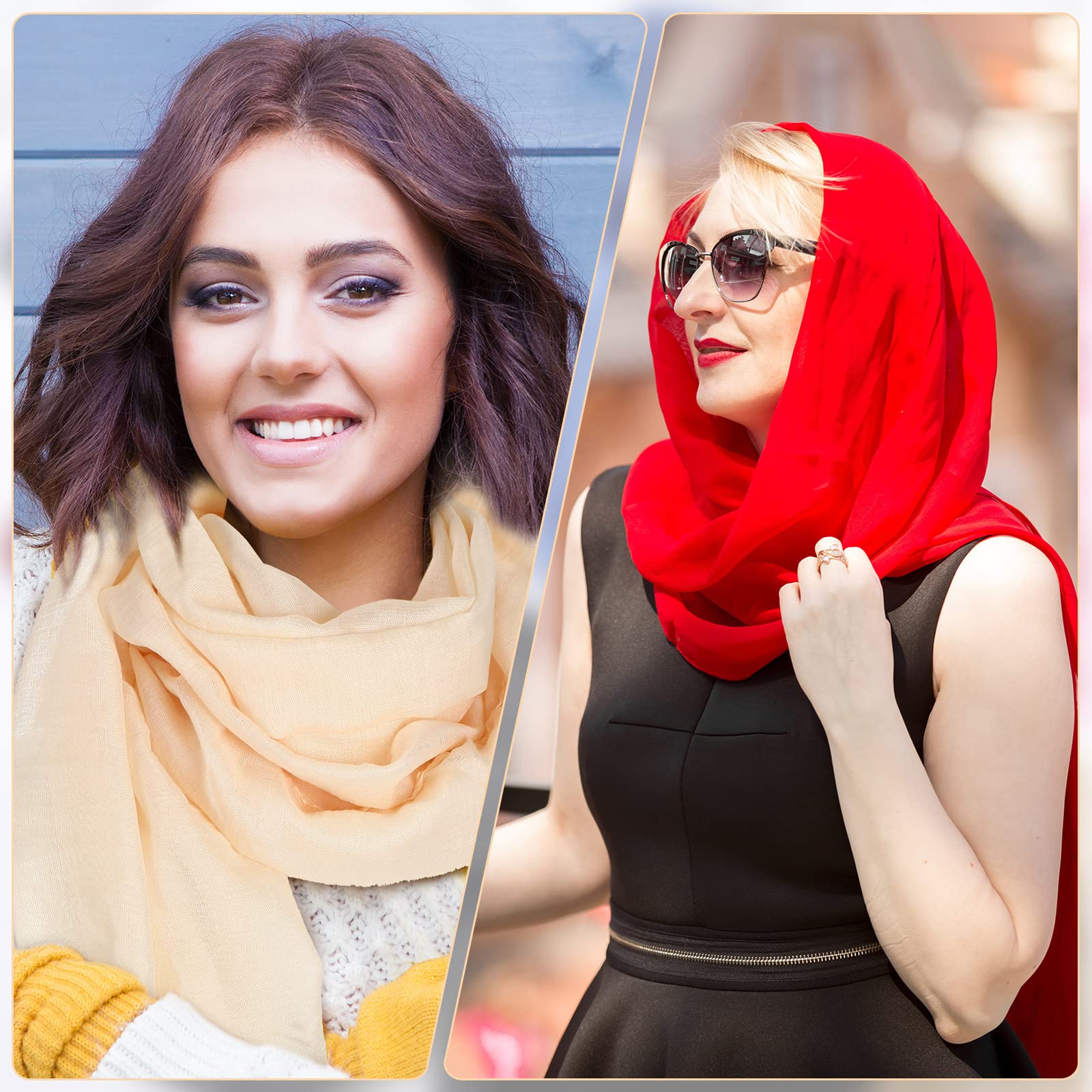 50 Pcs Women Soft Scarf Shawl Lightweight Long Scarf Sun Proof Shawls Wrap for Wedding Bride Bridesmaid Evening Dress