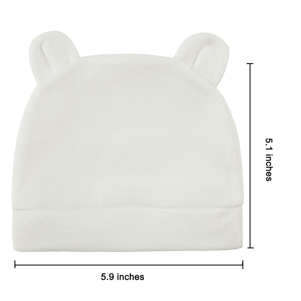 Exemaba Newborn Hats - Cute Infant Girls Boys Bear Ears Hospital Cap Unisex Baby Accessories for 0-3 Months(Black&White&Grey)