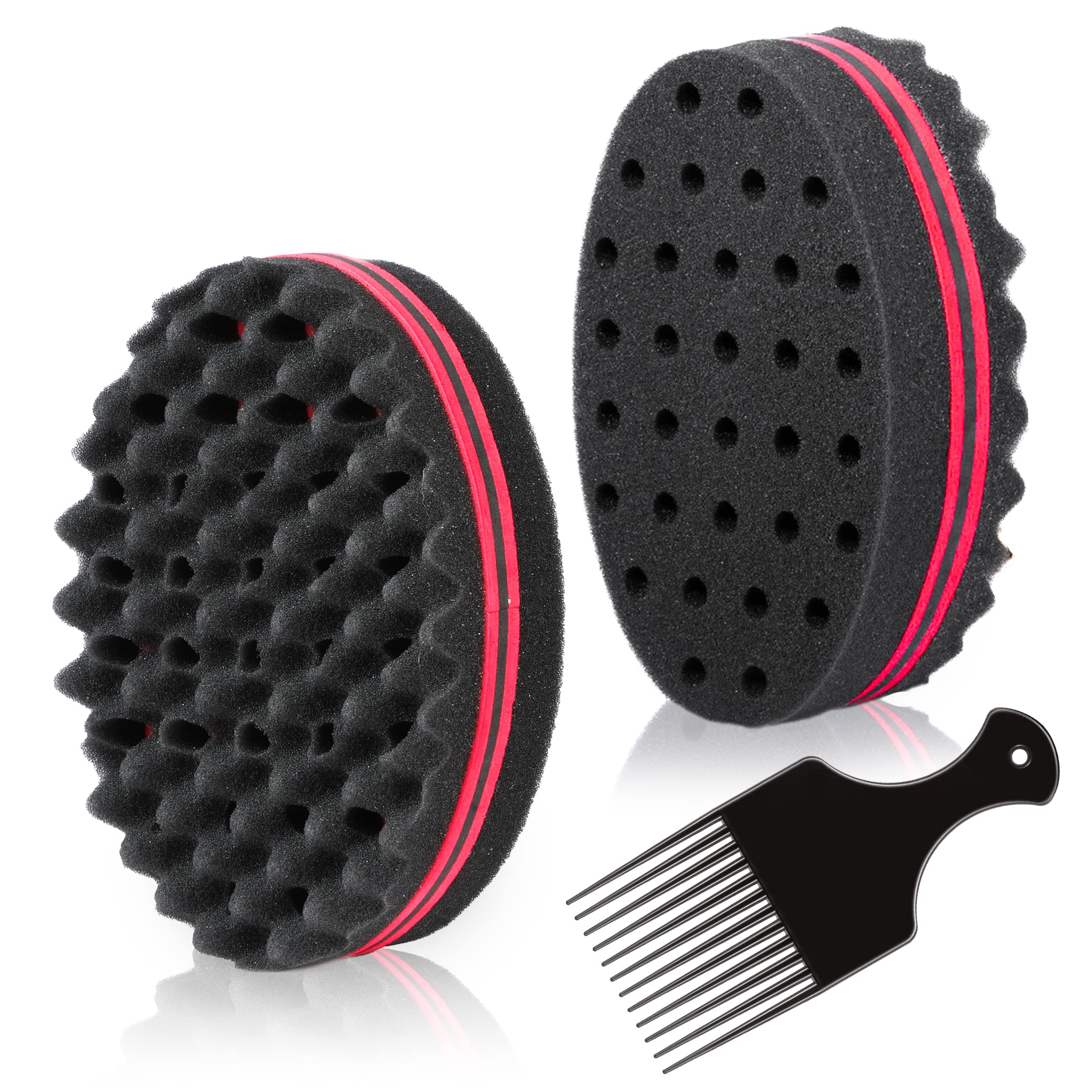 4 Pcs Varied Hair Sponges, Curl Sponge for Men, Twist Sponges, Sponge Brush for Afro Curl, Dreadlock Sponge(blend)