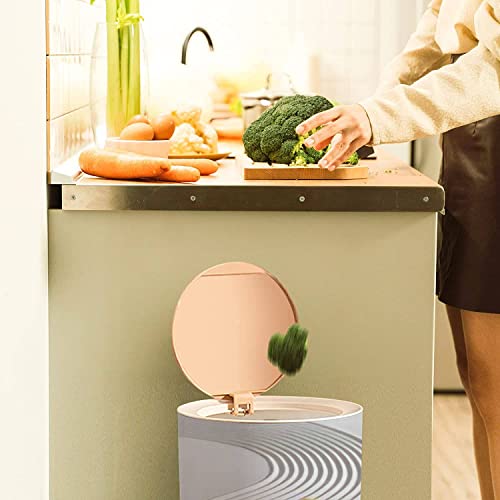CAKOJV188 Round Trash Can with Press Lid Japan Garden Small Garbage Can Trash Bin Dog-Proof Trash Can Wooden Legs Waste Bin Wastebasket 7L/1.8 Gallon