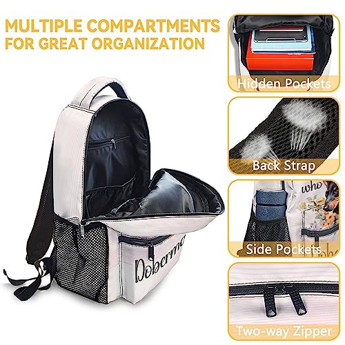AIOMXZZ Doberman Backpack Gifts, 16 Inch Cute Dog Pattern Bookbag Durable, Lightweight, Large Capacity, Funny Animal Backpack for School Girls Boys Kids
