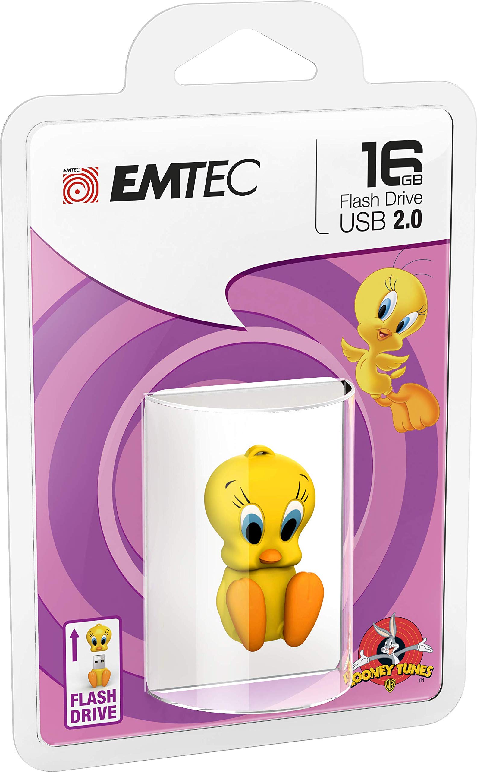 Emtec ECMMD16GL100 - USB 2.0 Flash Drive - 16 GB, 16 Go - Licence Range - L100 Collection - Looney Tunes - Tweety - 3D Gum