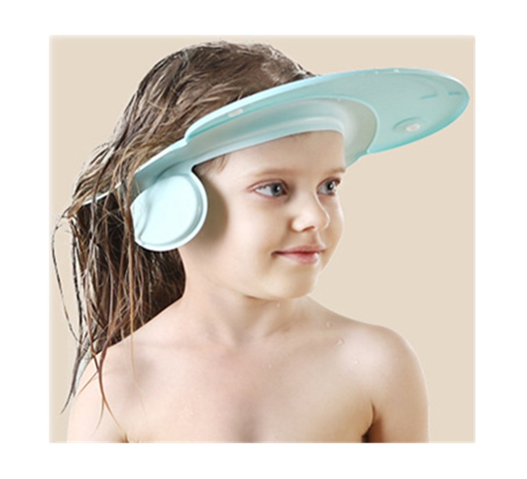 HiCat Baby Children Kids Shampoo Shower Bathing Cap Hat, Elastic Soft Comfortable Adjustable Wash Hair Shield Hat for Baby Kids, Silicone Protect Soft Cap Hat for Protecting Eyes and Ears (Blue 02)