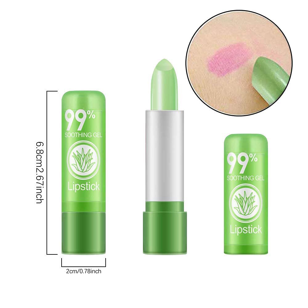 5PACK Color Changing Lipstick,99% Pure Aloe Vera Magic Temperature and PH Color Changing Nutritious Lip Blam,Long Lasting Lip Moisturizing Lip Gloss Make up set, 0.1764 Ounce