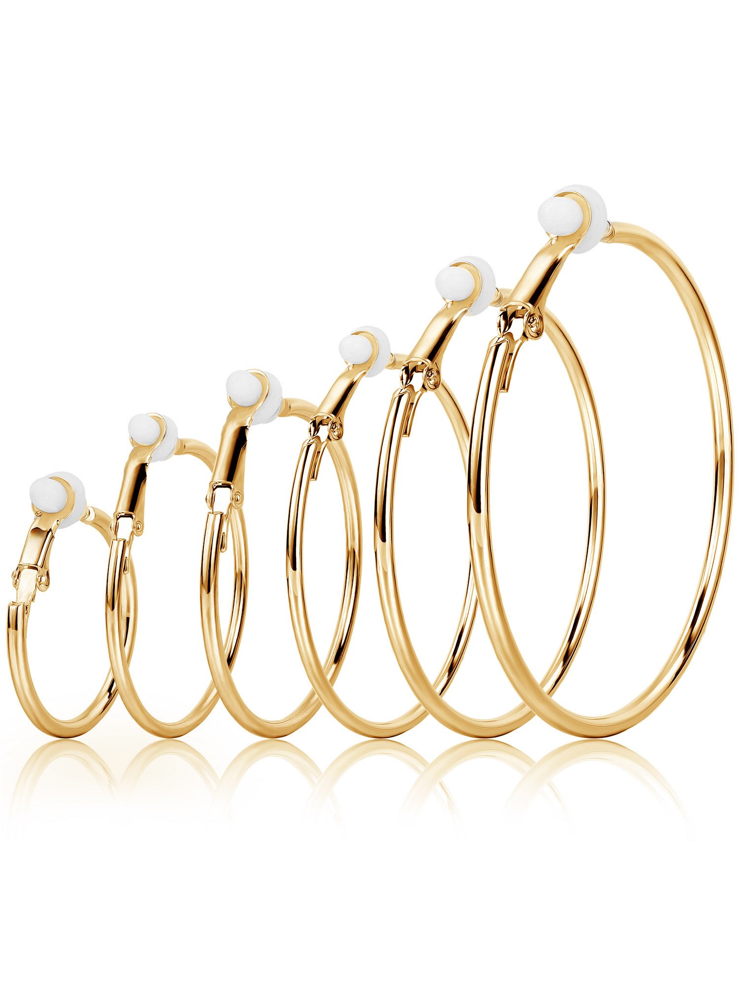 6 Pairs Earrings Clip On Earrings Non Piercing Earrings Set for Women and Girls, 6 Sizes (Gold Color)