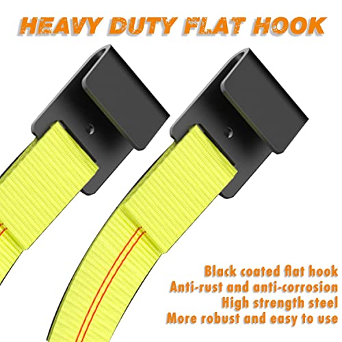 Autofonder 2Pc Tow Dolly Basket Straps with Flat Hook for 14"-17" Tires -10,000 lbs Breaking Strength Tire Bonnet&Tire Net -2β Over Wheel Car Basket Tie Down Straps with Axle Straps,Carrying Bag