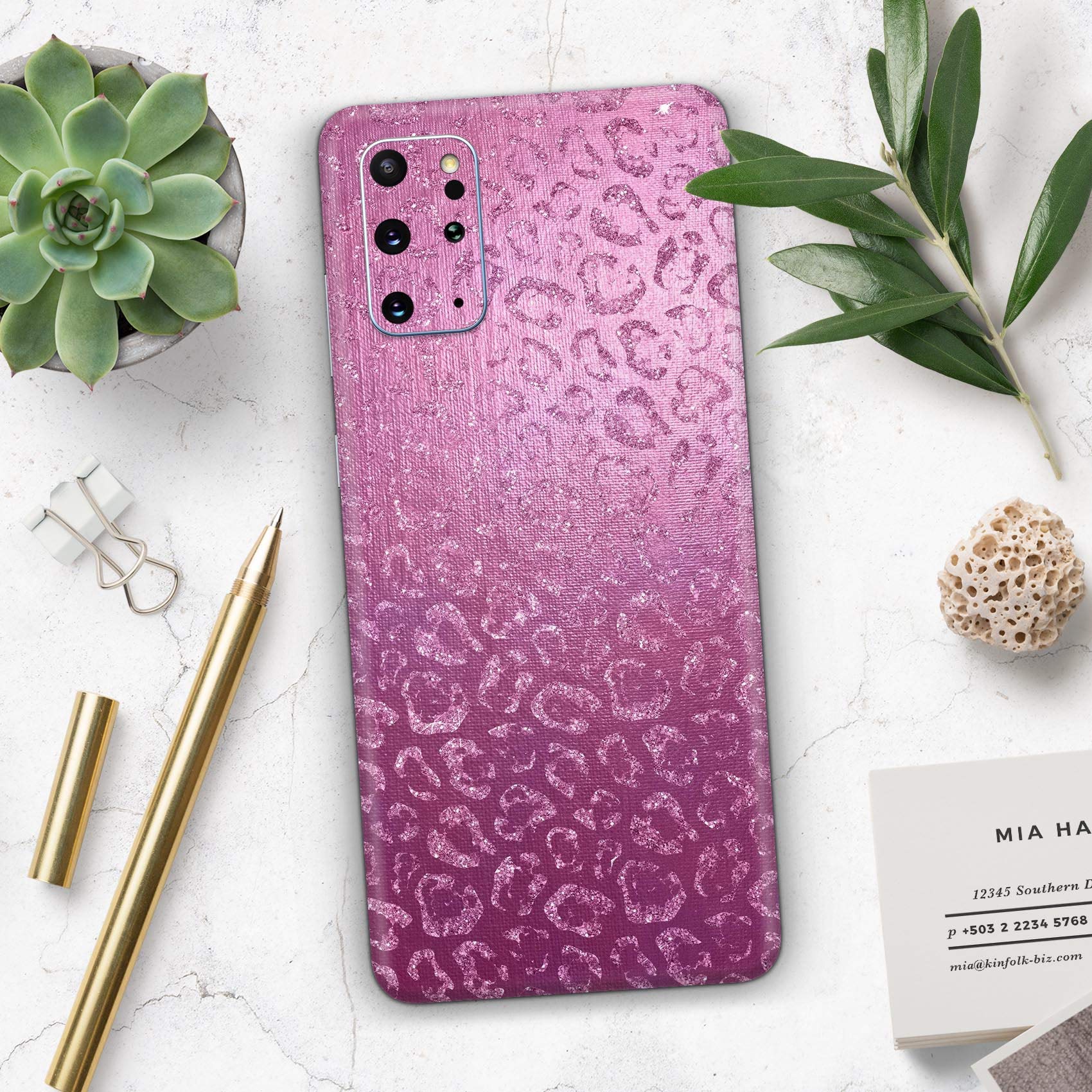 DesignSkinz Glamorous Pink Cheetah Print Protective Vinyl Decal Wrap Skin Cover Compatible with The Samsung Galaxy S20 (Screen Trim & Back Glass Skin)
