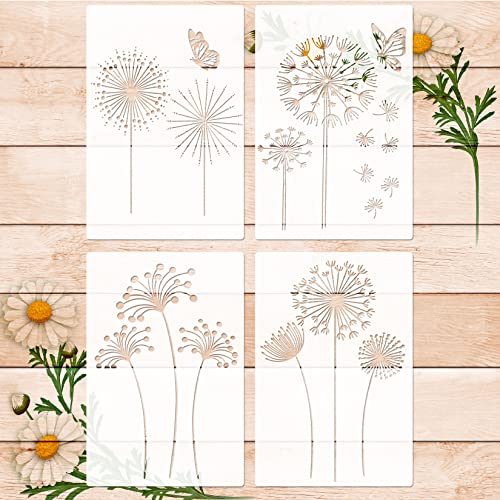 65 Pieces Animal Stencils for Painting, Small Reusable Deer Bear Stencil Template Tree Bee Bird Mountain DIY Craft Paint Stencils for Painting on Wood Wall Card Rock Decor (Dandelion)