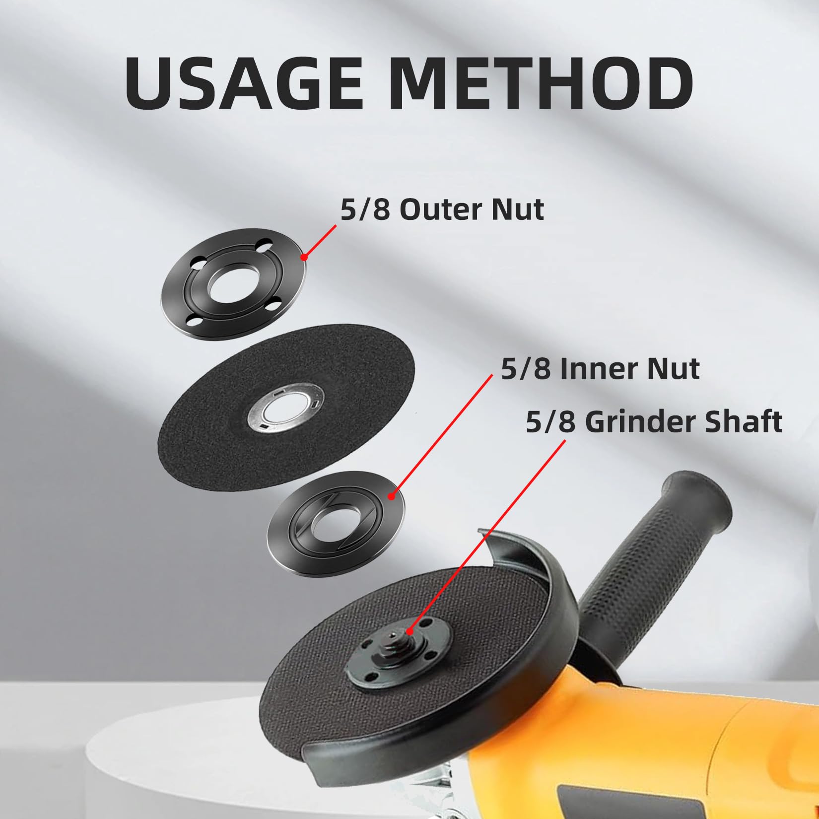 9Pcs Angle Grinder Nuts,1 Angle Grinder Wrench with 8 Angle Grinder Flange Nuts - Compatible with Dewalt, Bosch, Ryobi, Metabo Grinders
