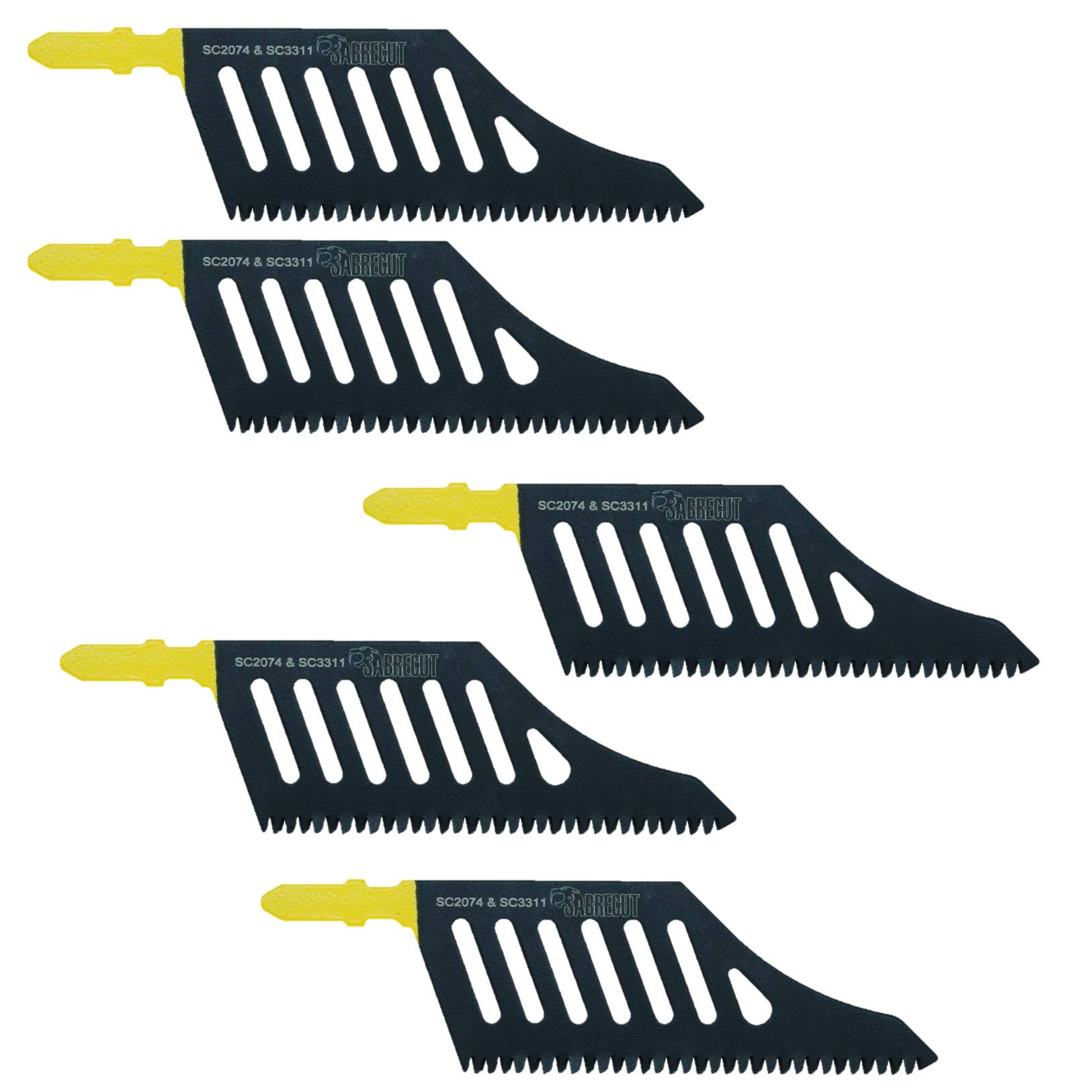 5 x SabreCut JSSC2074_5 T Shank HCS Wood Flush Cutting DT2074 Jigsaw Blades For Dewalt, Bosch and many others