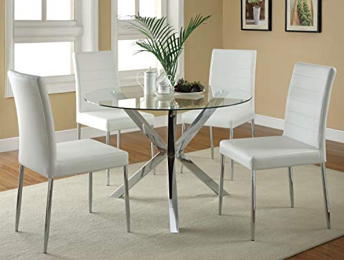 Coaster Furniture Vance Dining Chairs with Vinyl Seat Cushion White and Chrome (Set of 4) 120767WHT