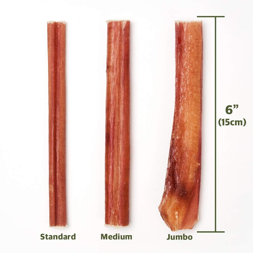AWARDOG Odor-Free Bully Sticks (6 Inch, 25 Pack Standard Thickness), Fully Digestible 100% Beef Pizzle Chews, Grass-Fed, Grain-Free, Natural Long-Lasting Chews for Small & Large Dogs - 25 Count