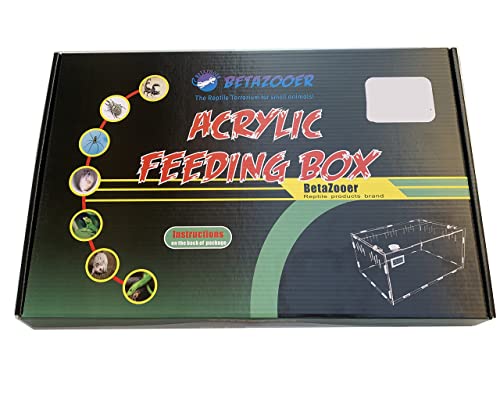 BETAZOOER Reptile Terrarium Breeding Tank Acrylic Reptile Feeding Box with Temperature Hygrometer (15.3"x9.7"x7.6")