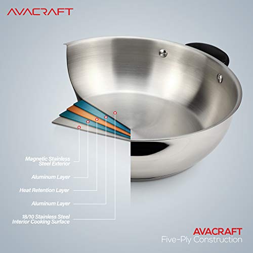 AVACRAFT 18/10, 3 Piece Stainless Steel Steamer Cooking Pot Set, Steamer for Cooking, Steamer Pan Set with Glass Lid, Momo Maker, Induction Steamer Pot