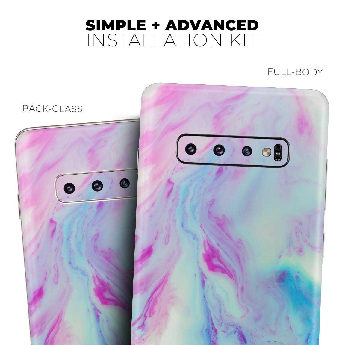 DesignSkinz Marbleized Soft Blue V32 Protective Vinyl Decal Wrap Skin Cover Compatible with The Samsung Galaxy S20 (Screen Trim & Back Glass Skin)