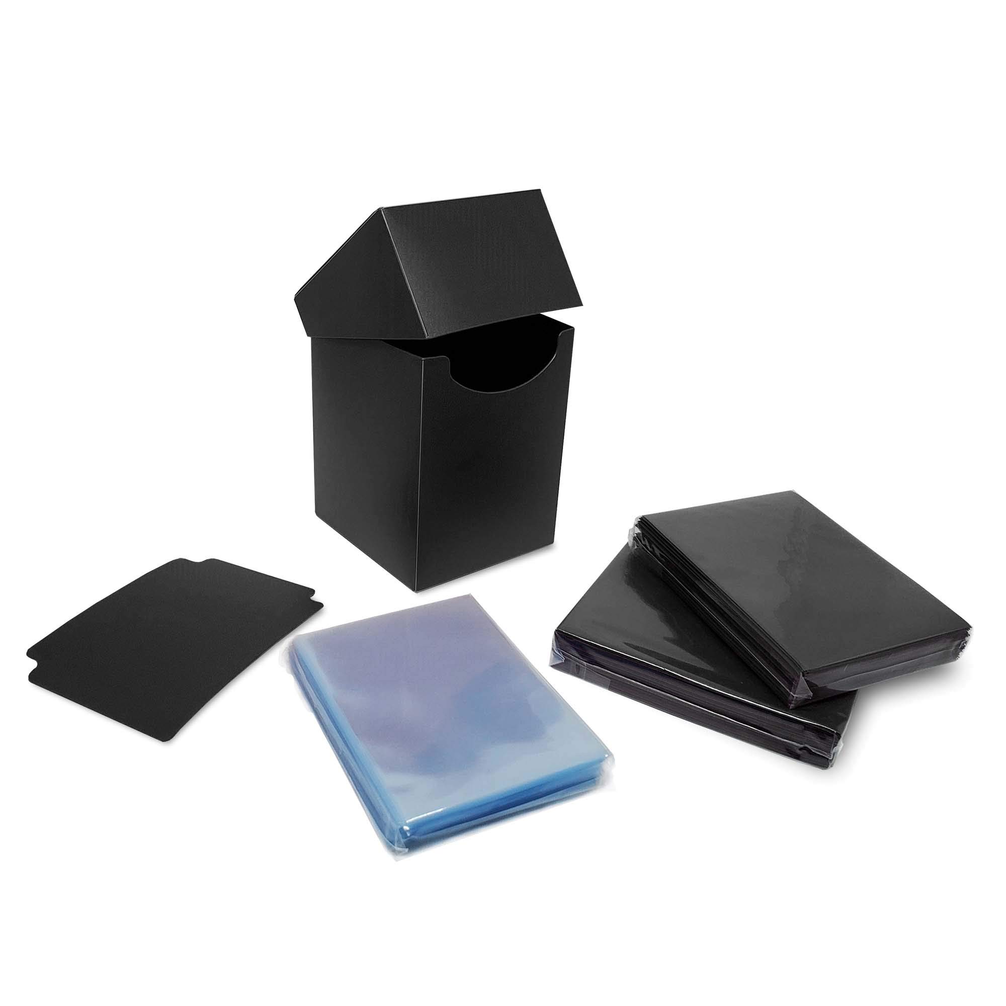 BCW Combo Pack - Inner Sleeves & Elite2 Deck Guards - Black | Fits Standard 2.5"x3.5" Game Cards | Clear Glossy Front, Textured Back | Includes 100 Elite2 Deck Guards & 100 Inner Sleeves