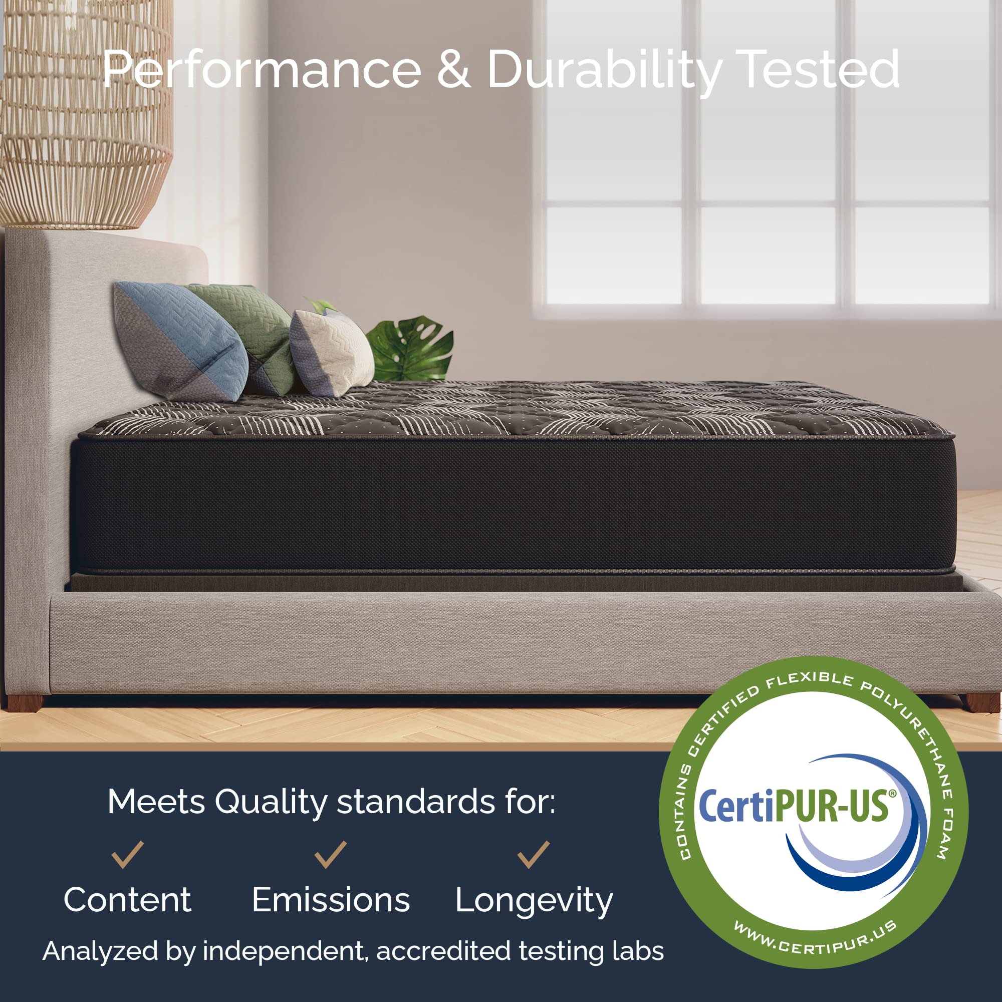 Loosh Twin XL Size 12" Extra Firm Mattress Moisture Wicking Fabric, Cool Sleep - Inner Spring System & High-Density Foam Layers for Support & Comfort - CertiPUR-US Certified, Bed in Box