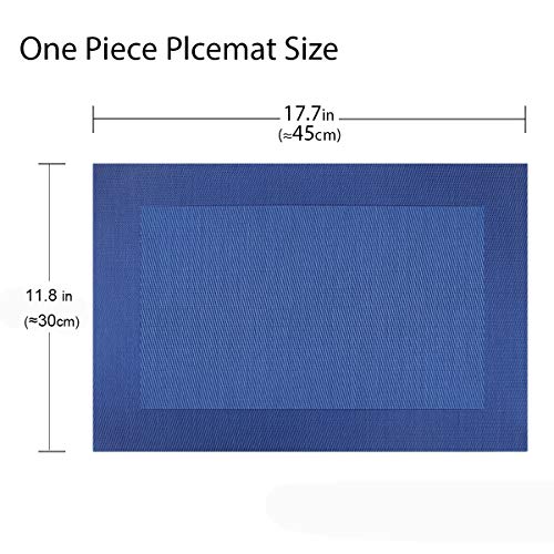 Panda Palm Vinyl Placemats Heat-Resistant Table Mats Washable Easy Clean Plastic Placemats for Dining Table Set of 4(Blue)