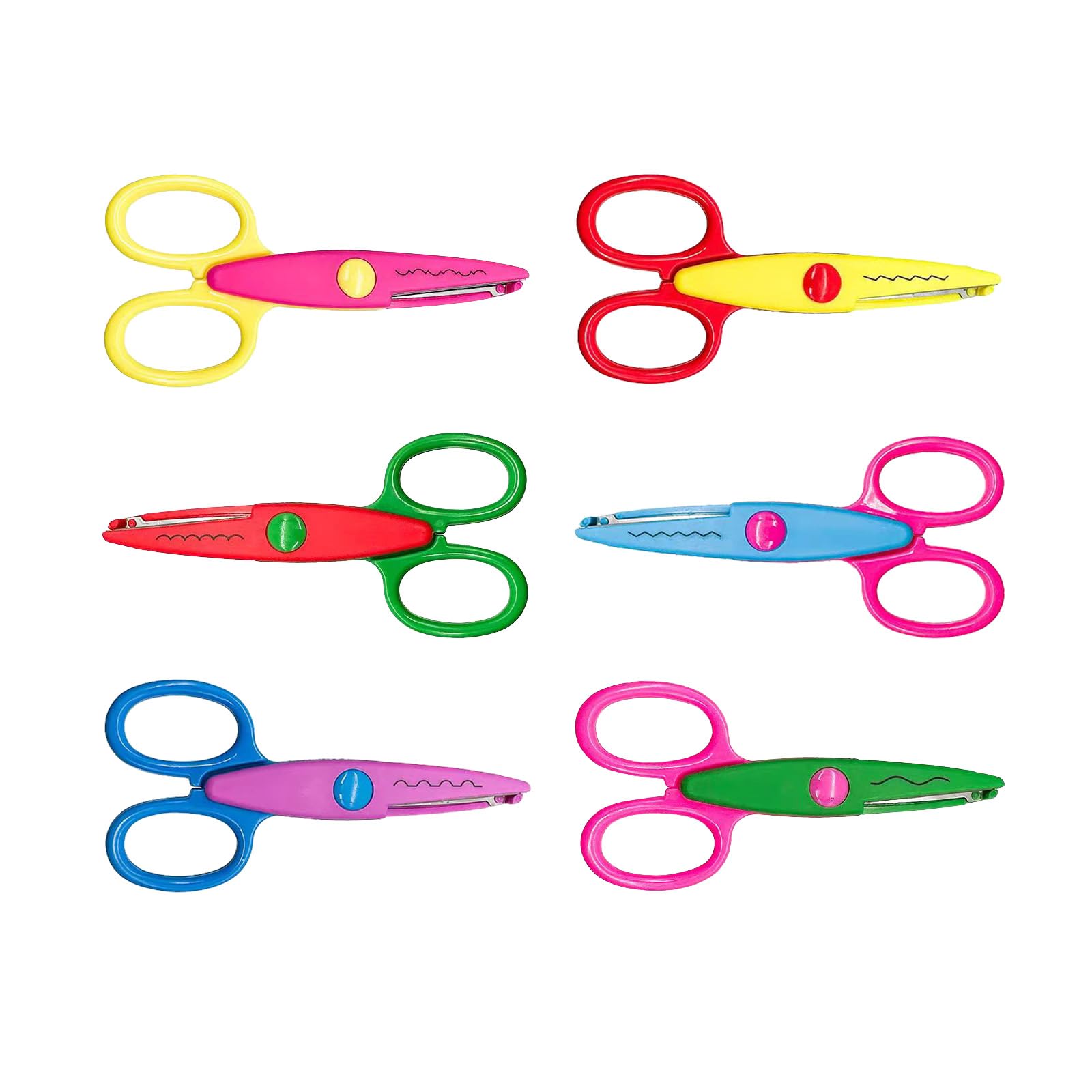 6 pairs Paper Edge Scissors diy photo album for Kids Adults 5" Safe Scissors Craft Scissors DIY scrapbook Colorful Craft Art Scissors