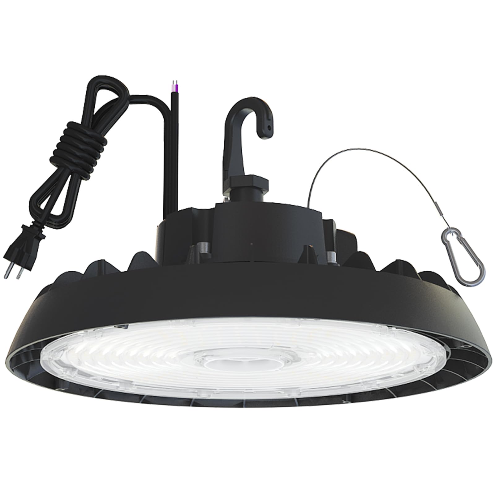 Treligate UFO Led High Bay Light 100W 125W 150W Wattage Adjustable 4000K 5000K CCT Selectable 1-10V Dimmable High Bay Lights with 5' US Plug Alternative to 650W MH/HPS for Factory Warehouse