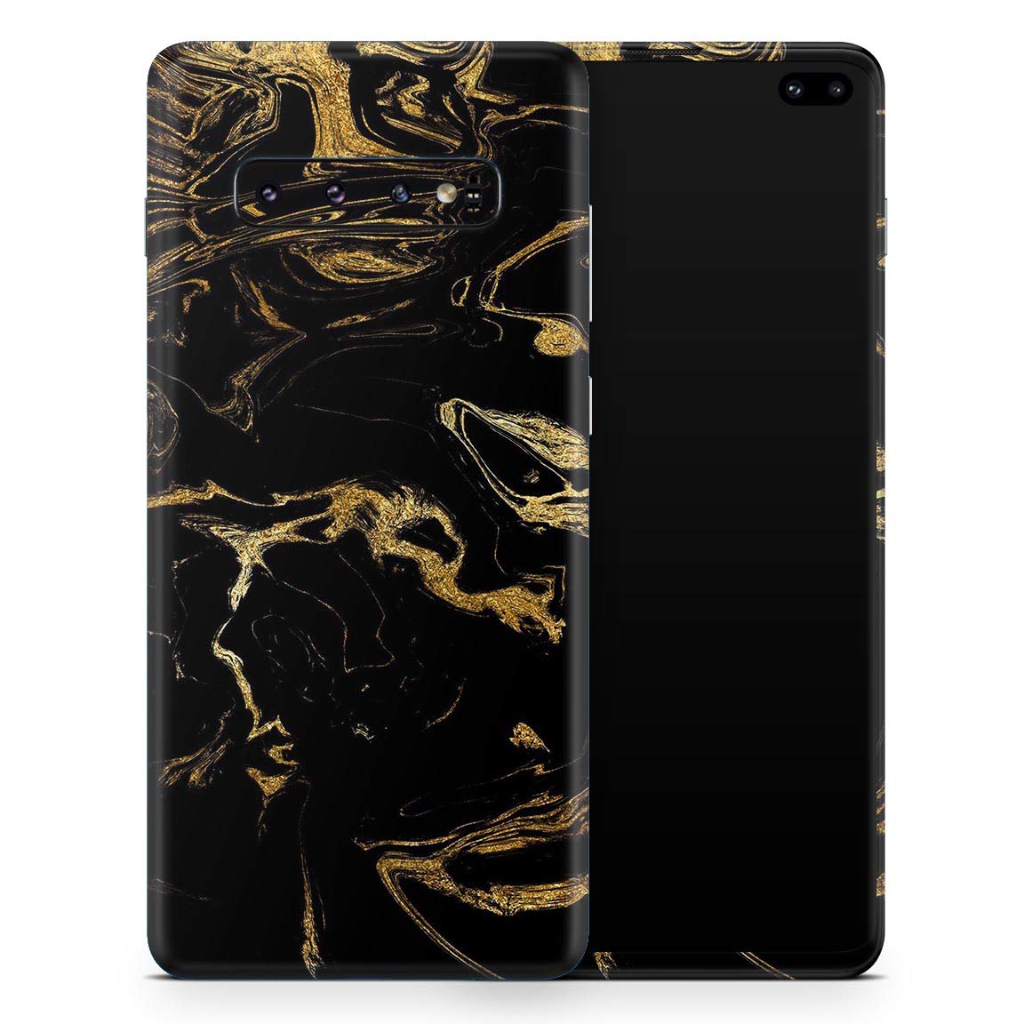 DesignSkinz Black & Gold Marble Swirl V8 Protective Vinyl Decal Wrap Skin Cover Compatible with The Samsung Galaxy S20 (Screen Trim & Back Glass Skin)