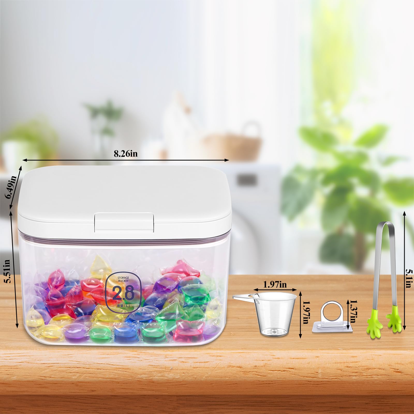 94Oz / 5.8Lb Laundry Pod Containers, Push Button, Laundry Pod Container Holder Storage Laundry Pod Organizer for Laundry Room Laundry Powder Dishwasher Pods Washing Scent Beads Storage