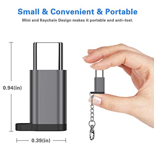 Micro USB to USB C Adapter,(8-Packs)Aluminum USB Type C Adapter Convert Connector with Keychain Charger Compatible Samsung Galaxy S10 S9 S8 Plus Note 9 8, LG V40 V35 G8 G7,Google Pixel 3 XL,Moto Z2 Z3