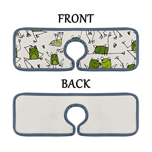 Absorbent Kitchen Faucet Mat 4 Pieces Funny Frogs Cute Animals Faucet Sink Splash Guard Bathroom Counter and RV,Faucet Counter Sink Water Stains Preventer