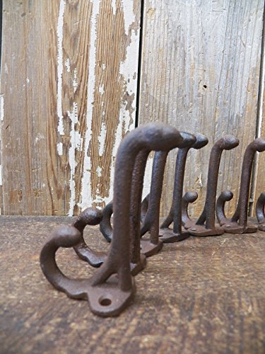 Coat Hat Hooks Cast Iron Lot Set of 12 Double Hook 3.25" Antique Vintage Style