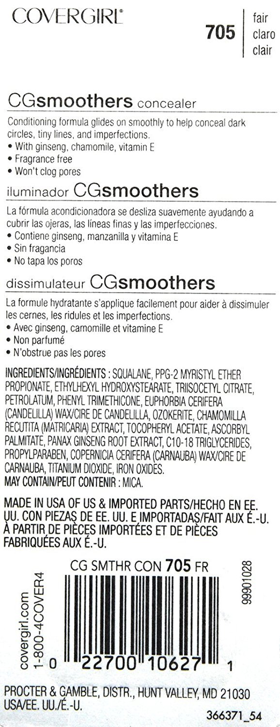 CoverGirl Smoothers Concealer, Fair [705], 0.14 oz (Pack of 2)