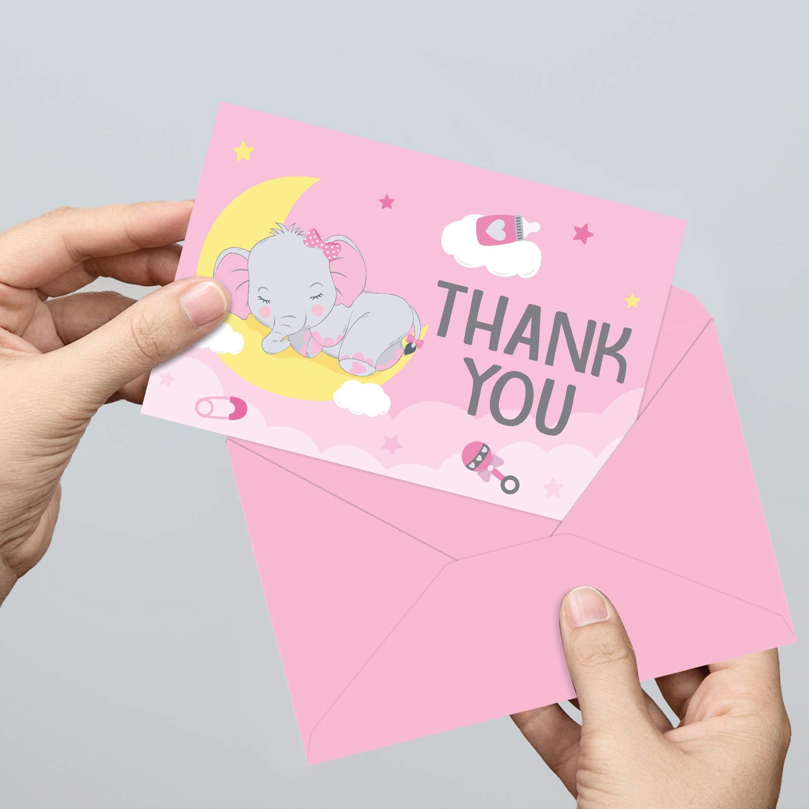 Baby Shower Thank You Cards 24pcs Baby Shower Cards for Girl Thank You Card with Envelopes & Stickers Pink Little Peanut Baby Shower Thank You Cards Girl Baby Birthday Favors Gift Cards